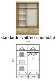 Šatní skříň CANADA CA-34 | 150 cm | se zrcadlem | kašmír s černými úchyty