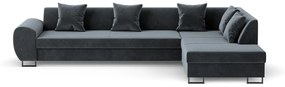 KOOKO HOME Rohová rozkládací sametová pohovka s úložným prostorem Calmato XL pravý roh