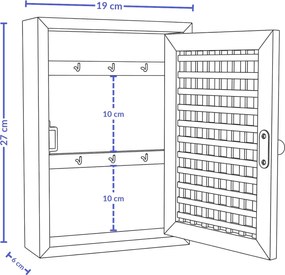 Závěsná skříňka na klíče KIZU, 19 x 27 x 6 cm, bambus
