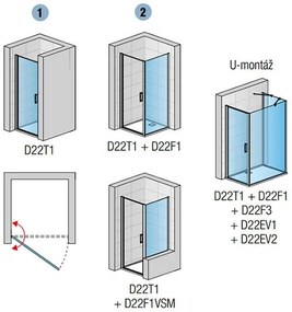 Ronal (Sanswiss) Ronal, DIVERA jednokřídlé dveře D22T1 Šířka: 70 cm