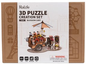 RoboTime 3D dřevěná mechanická skládačka Květinový vozík