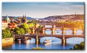Malvis ® Pražské mosty Velikost: čtyřdílné panorama - 100x25 cm