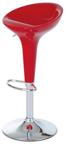 Barová židle AUB-9002 RED, červený plast, chromová podnož