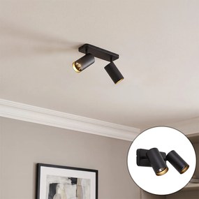 Moderní stropní svítidlo černé se 2 světly GU10 70mm - Jeana Luxe