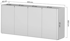 Komoda Elivo 200 cm - kašmírová / dub olejovaný