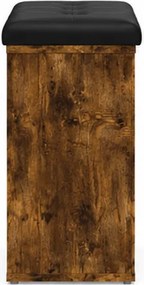 skříňka na boty, botník s polstrováním, lavice, sedací, police, dřevo/umělá kůže, 52x84x32 cm, kouřový dub/černá, Dekorino BS20260023