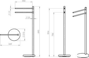 Aqualine, Stojan s držákem ručníků, bílá, MM31