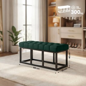 Lavice Amun látka černá konstrukce 100 cm – zelená