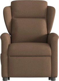 Zvedací masážní polohovací křeslo hnědé textil 3303148