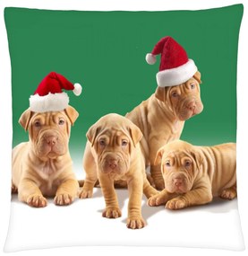 Vánoční polštář s motivem vánočních psích kamarádů  Mybesthome 40x40 cm Varianta: Povlak na polštář s výplní, 40x40 cm
