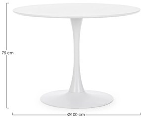 BIZZOTTO bílý kulatý stůl 100 cm 0732977