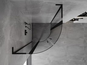 Mexen Mist L, čtvrtkruhový sprchový kout s 2-křídlými dveřmi, 80 x 80 cm, 8mm čiré sklo, černý profil, 8A32L-080-080-70-00