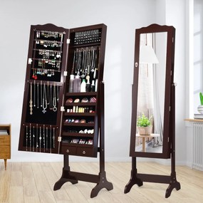 Costway Jewelry Cabinet Organizer na šperky se zrcadlovými dvířky po celé délce