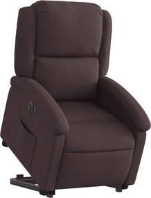 Elektrické zvedací polohovací křeslo tmavě hnědé textil 3204193