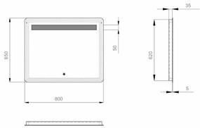 Kingsbath Lava Rada 80x65 koupelnové zrcadlo s LED podsvícením