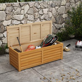 Outsunny Zahradní Úložný Box 176L z Dřeva s Úchyty, rozměry 130L x 50W x 45H cm