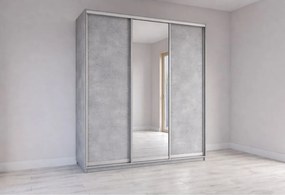 Skříň s posuvnými dveřmi 2000x2200x600 2LTD 1 Zrcadlo Industrial, profil stříbrný