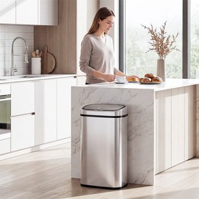 HOMCOM Automatický odpadkový koš se senzorem, kuchyňský, nerez, stříbrný, 68L| Aosom