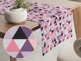 Biante Bavlněný běhoun na stůl Sandra SA-330 Růžovo-fialovo-černé trojúhelníčky 20x120 cm