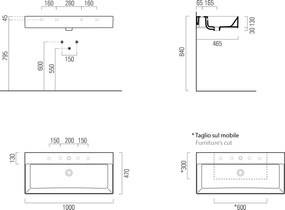 Sapho, KUBE X keramické umyvadlo 100x47 cm, bílá ExtraGlaze