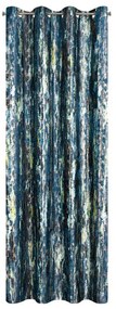 Záclona 140x250 Grace navy blue velvet s kovovým potiskem připravená na smyčce Eurofirany