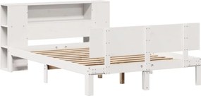 Postel s knihovnou bez matrace bílá 135x190 cm masivní borovice 3322627