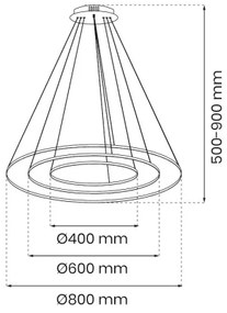 LED Lustr na lanku HOOP LED/93W/230V pr. 80 cm 4000K zlatá