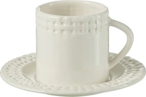 Bílý keramický šálek s podšálkem Hella White - 14*14*9 cm