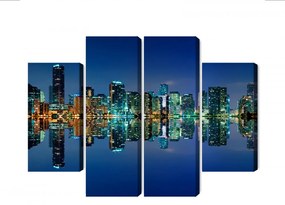 Vícedílný obraz Panorama Miami V Noci Nedostatek Nedostatek Přírodní plátno 160x120