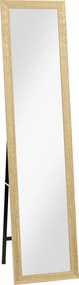 HOMCOM Obdélníkové Zrcadlo na Stěnu nebo Stůl s Dřevěným Rámem do Obývacího Pokoje a Ložnice 37 x 157 cm Přírodní Dřevo
