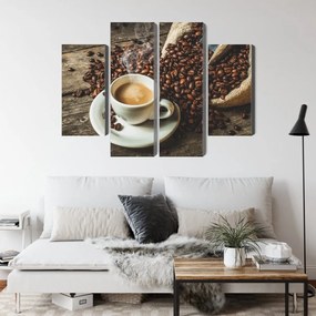 Vícedílný obraz Šálek Horké Kávy Nedostatek Nedostatek Přírodní plátno 80x60