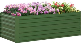 Vyvýšený zahradní záhon Outsunny z oceli, rostlinný záhon, studený rám, skládatelná nádoba na rostliny 180x90x60cm pro zahradu, balkon, terasu, zeleni