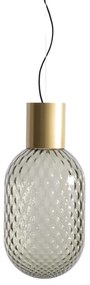 Il Fanale 279.01.G Bloom, závěsné svítidlo z mosazi a kouřového skla, 1x15W LED E27, průměr 20,8cm