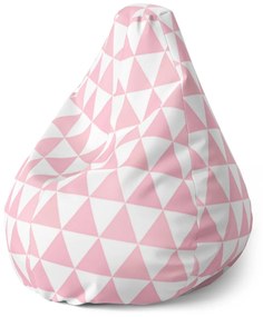 Sablio Sedací vak Pear Růžové a bílé trojúhelníky - 70 x 70 x 95 cm