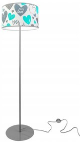 Dětská stojací lampa Heart, 1x bílé textilní stínítko se vzorem, (výběr ze 2 barev konstrukce), o, b