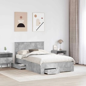 Rám postele s čelo Betonově šedá 135 x 190 cm Kompozitní dřevo 3408275