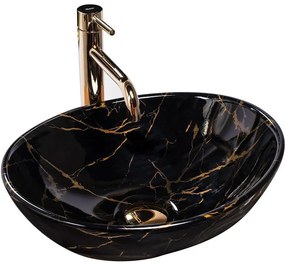 Umyvadlo na desku Sofia Black Marble Shiny