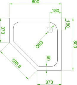 BPS-koupelny Pětiúhelníkový sprchový kout HYD-PK06A 80x80 černá/transparent + vanička HYD-PSV-ST07A bílá