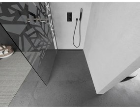 Mexen Kioto, sprchová zástěna Walk-In 100 x 200 cm, 8mm čiré sklo bílý vzor, ​​grafitový profil, 800-100-101-95-85
