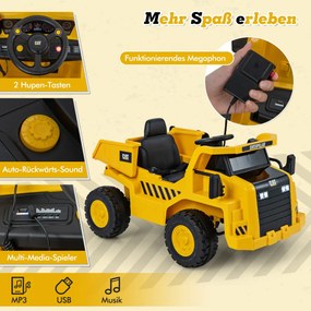 Costway Dětské elektrické auto Caterpillar 12 V skládací sklápěč s pískovou