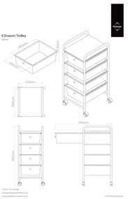 Plastový pojízdný regál v černo-stříbrné barvě 33x79 cm – Premier Housewares