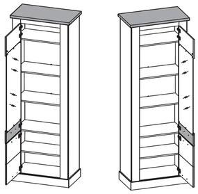Vysoká vitrína Toronto, bělená pinie/pískový dub
