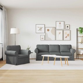 Set pohovek 2 ks Tmavě šedá textil 3407575