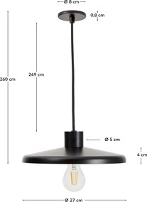 Černé závěsné svítidlo s kovovým stínidlem Nuvira – Kave Home