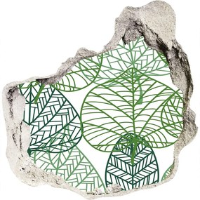Wallmuralia Nálepka 3D díra Zelené listí vzor 75x75 cm