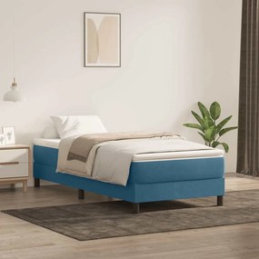 Postel Box Spring bez matrace tmavě modrá 100x220 cm samet 3315865