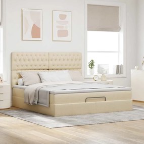Osmanský rám postele s matrací krémová 180x200cm textil 3314112