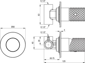 Deante Silia Hexa, podomítková sprchová baterie bez sprchového přepínače, zlatá matná, DEA-BHS_R44L