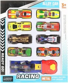 ORION Auta kovová závodní s vystřelovačem / 9x autíčko + vystřelovač /