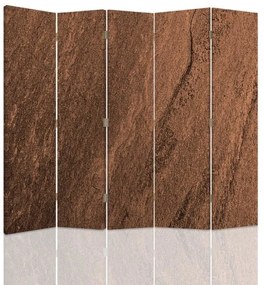 Ozdobný paraván Abstraktní hnědá barva - 180x170 cm, pětidílný, obustranný paraván 360°